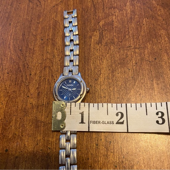 Fossil | Accessories | Fossil Womens Blue Face Silver Toned Link ...